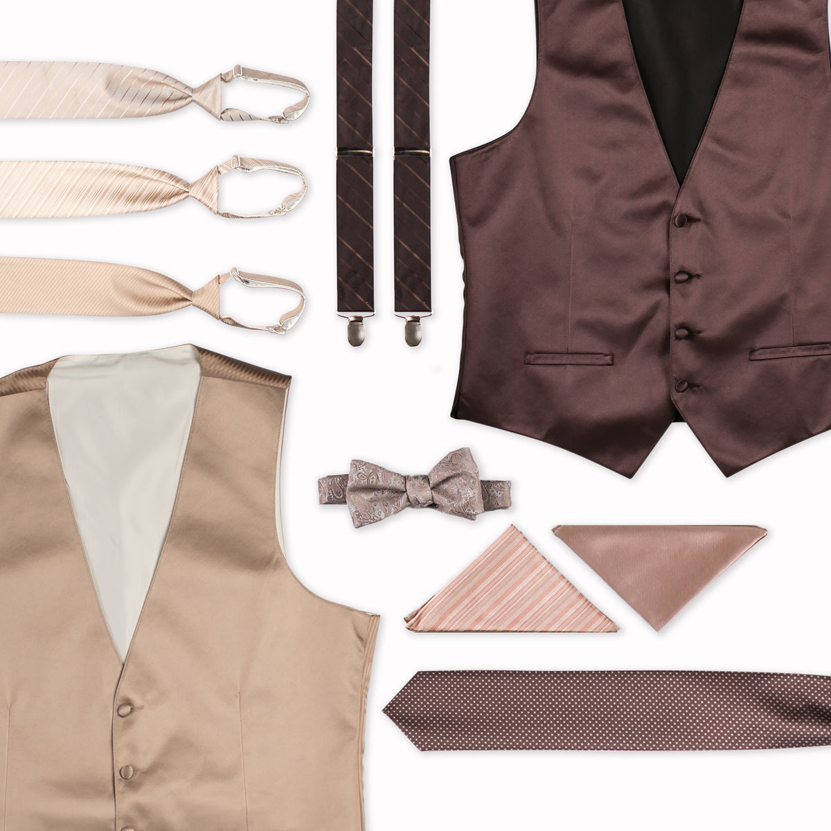 Matching Brown Ties, Vests, Pocket Squares and Suspenders | MATCH ...